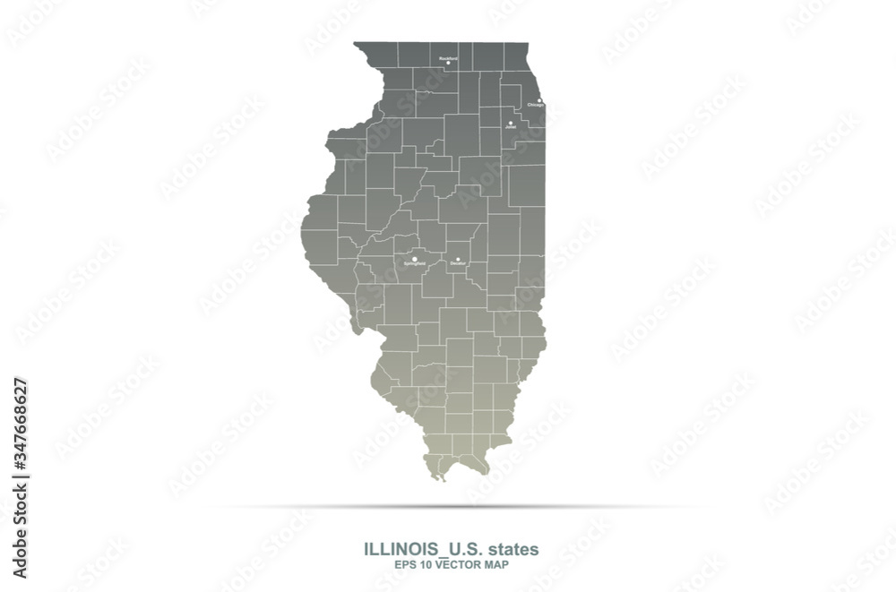 illinois map. illinois vector map of u.s. states. Stock Vector | Adobe ...