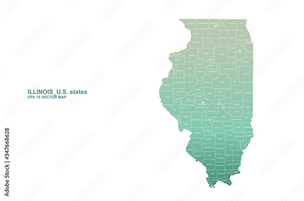 illinois map. illinois vector map of u.s. states. Stock Vector | Adobe ...