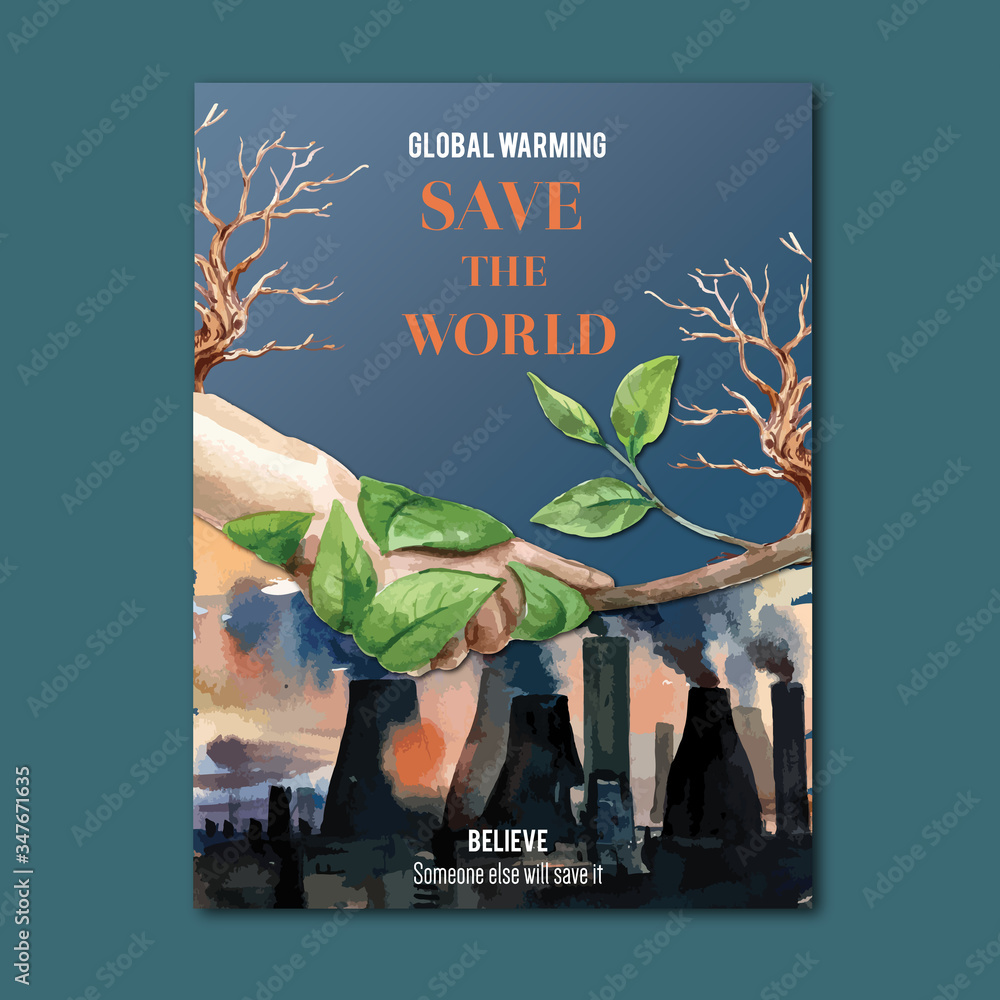 Global Warming and Pollution. Poster flyer brochure advertising ...