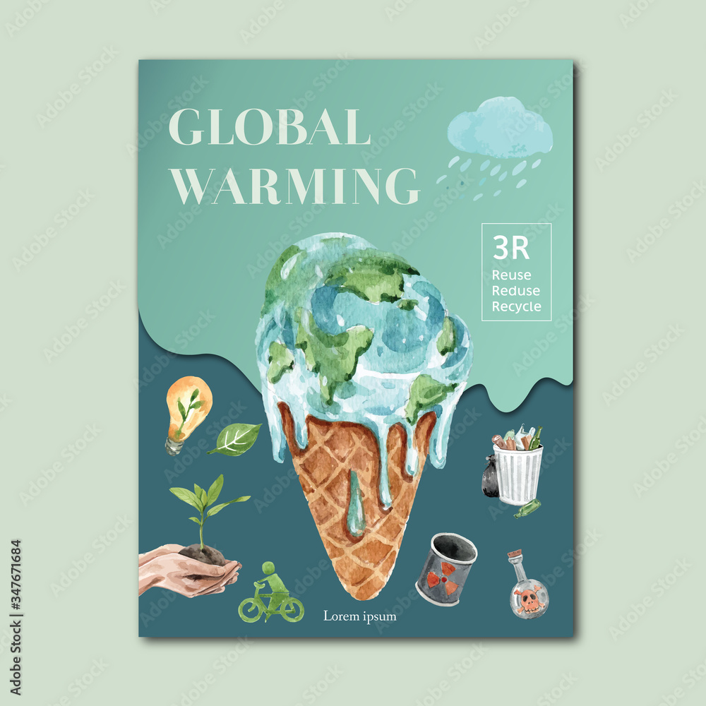Global Warming and Pollution. Poster flyer brochure advertising ...