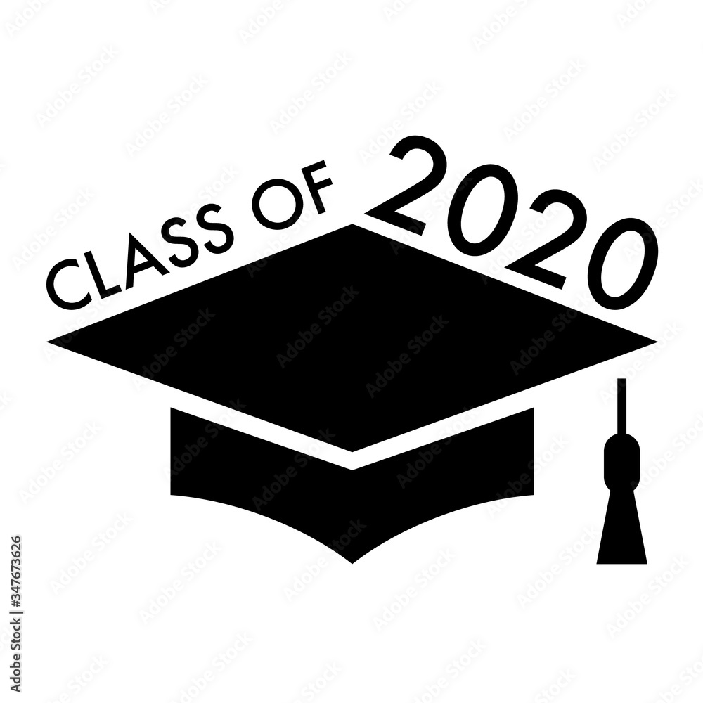 Class of 2020 Logo design Symbol cap on top text, Congratulations ...