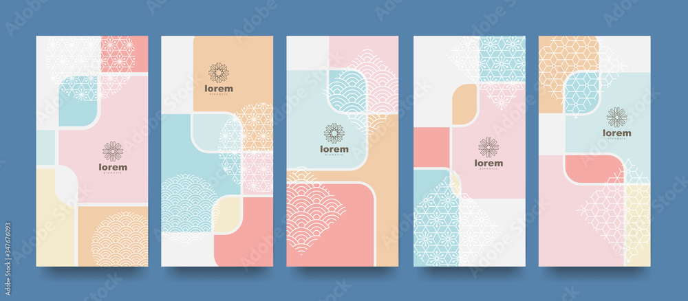Vector set packaging templates geometric background. Japan wallpaper ...