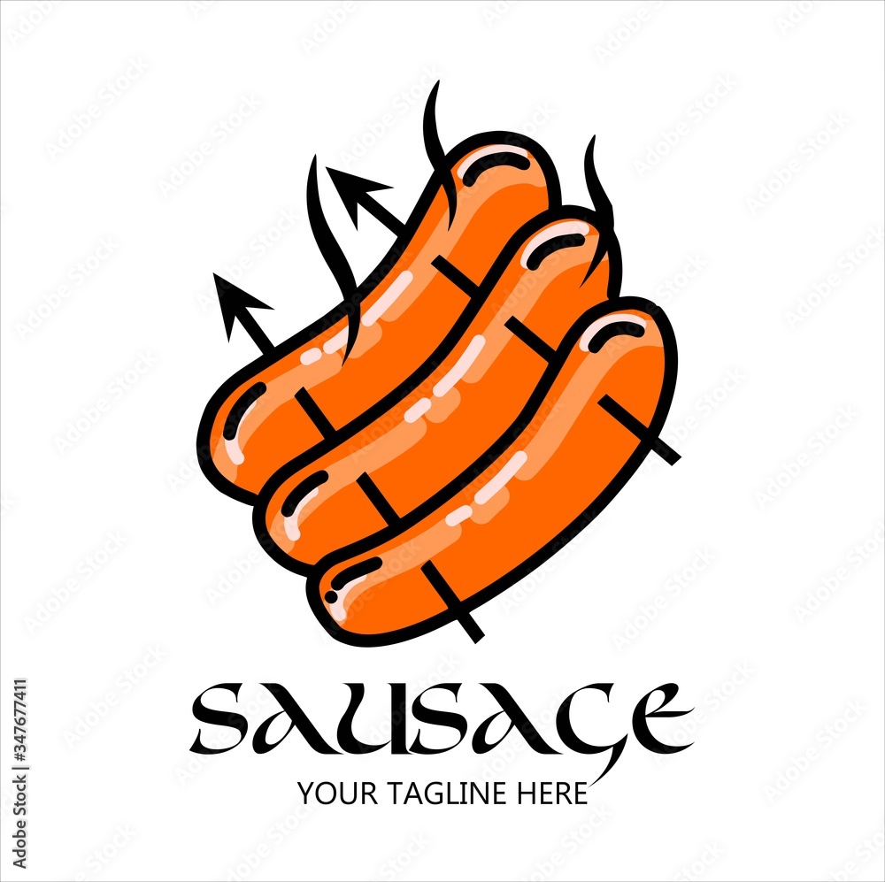 Sausage logo, illustration of food vector logo isolated white ...