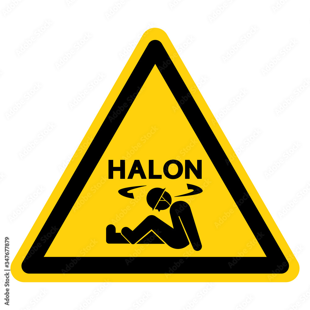 Warning Halon Symbol Sign ,Vector Illustration, Isolate On White ...