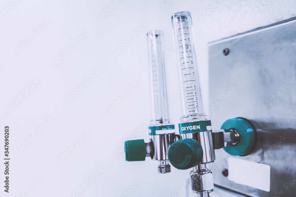 medical oxygen flowmeter tube in the hospital ward to help patients ...