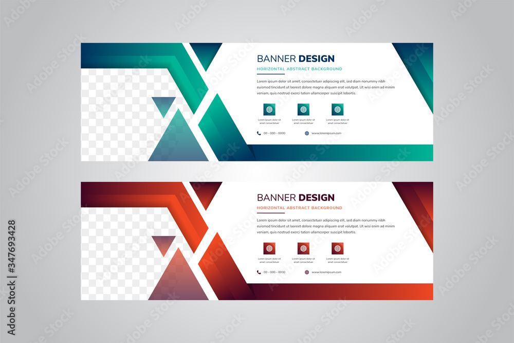 Abstract banner design web template Set, Horizontal header. Modern ...