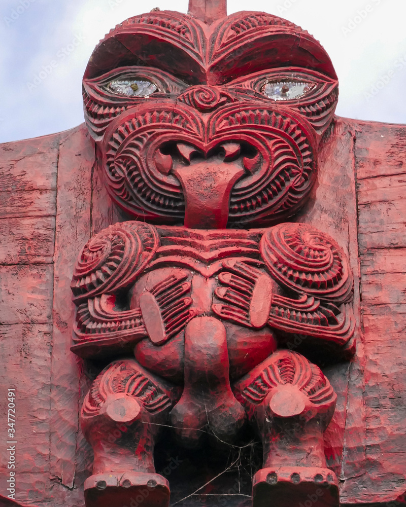 The maori wood statue Stock Photo | Adobe Stock