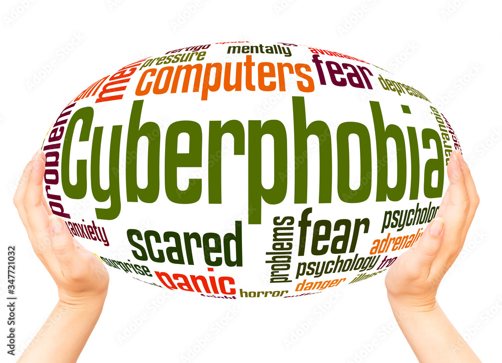 Cyberphobia fear of computers word hand sphere cloud concept Stock ...