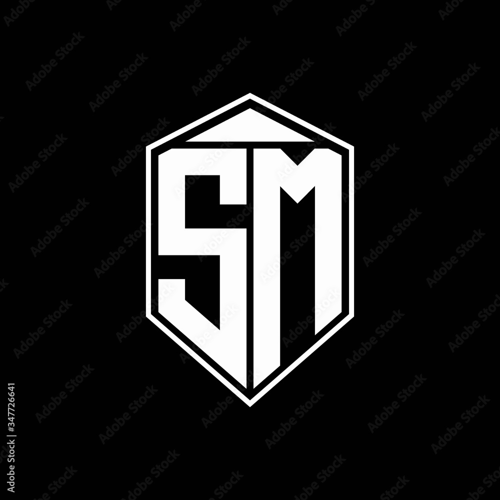 SM logo monogram with emblem shape combination tringle on top design ...