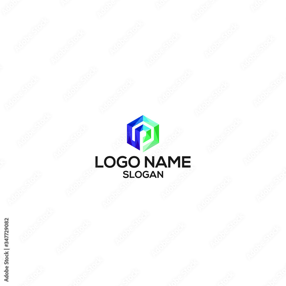 Vector logo art template icon of letter P with source file for web ...