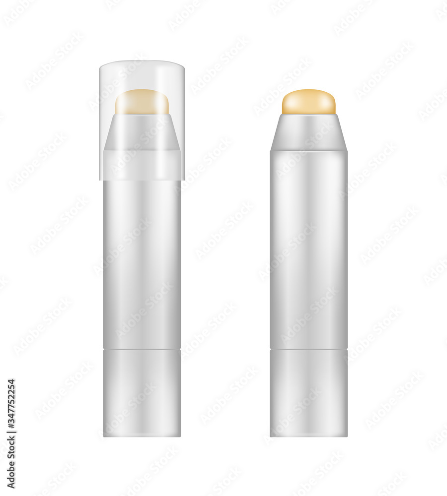 Realistic glossy lip balm tube mockup isolated on white background with ...