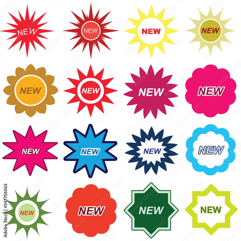 new sign vector set in multiple colors and shapes Stock Vector | Adobe ...