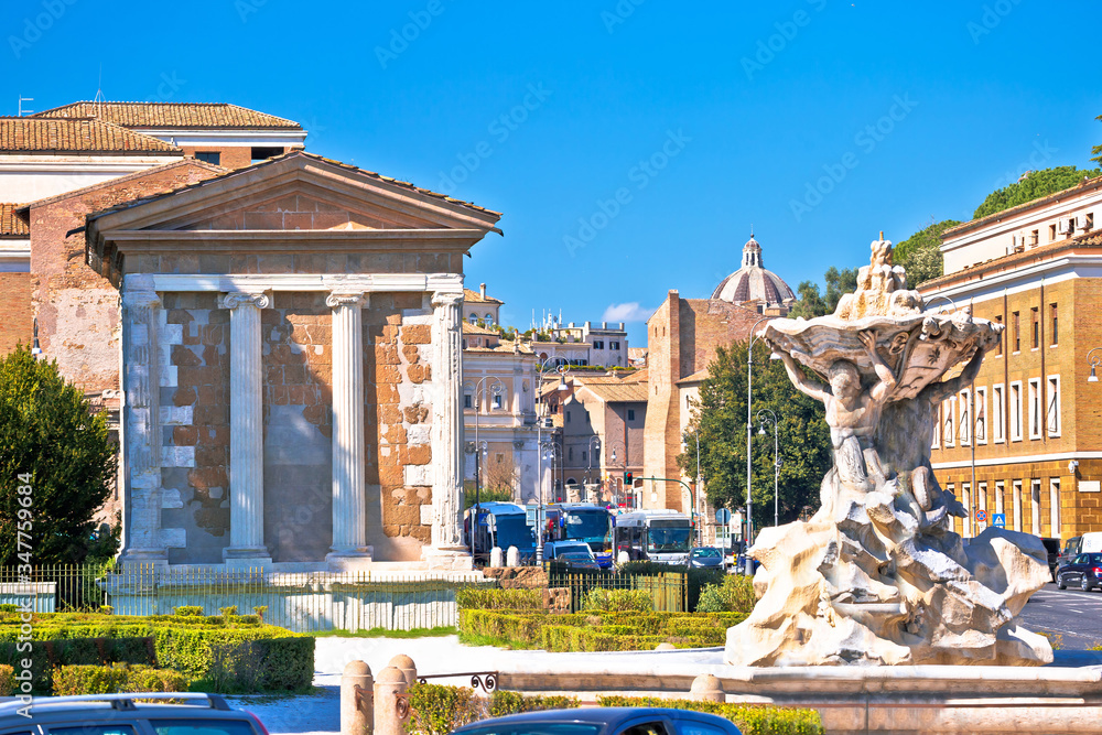 Rome. Temple of Portuno and acient landmarks of eternal city of Rome ...