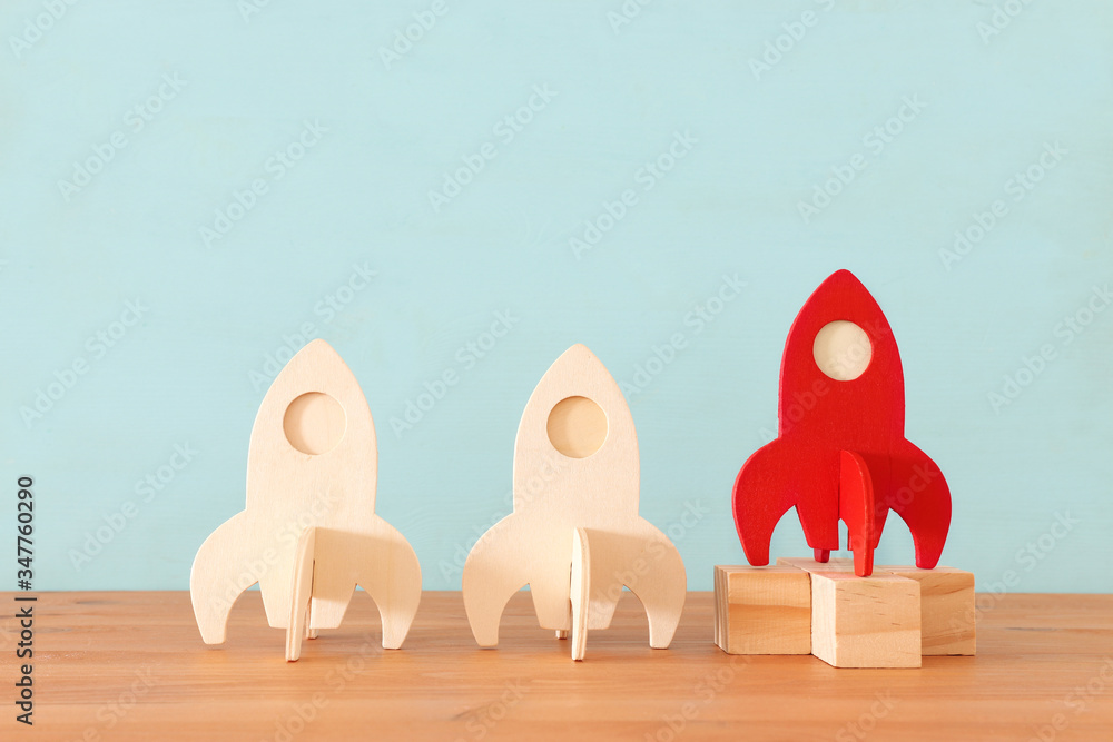 rocket leadership concept. red rocket as leader of the group. idea of ...