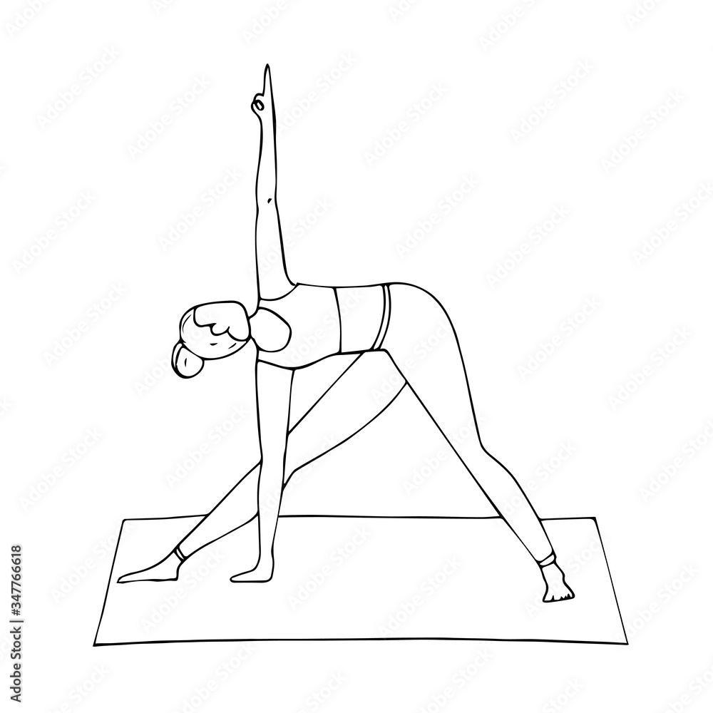 Young girl in yoga pose-triangle pose. Indian culture. Gymnastics ...