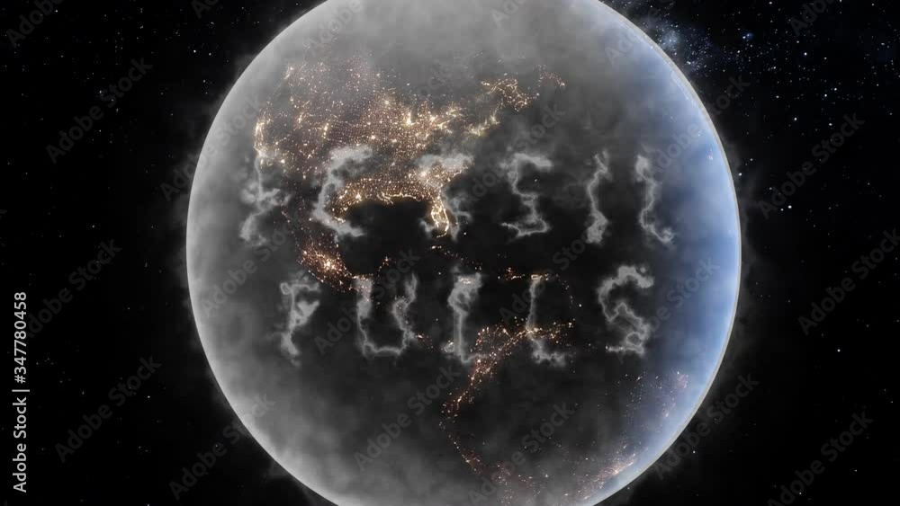 Polluted Earth concept with fossil fuels appearing in the clouds of ...