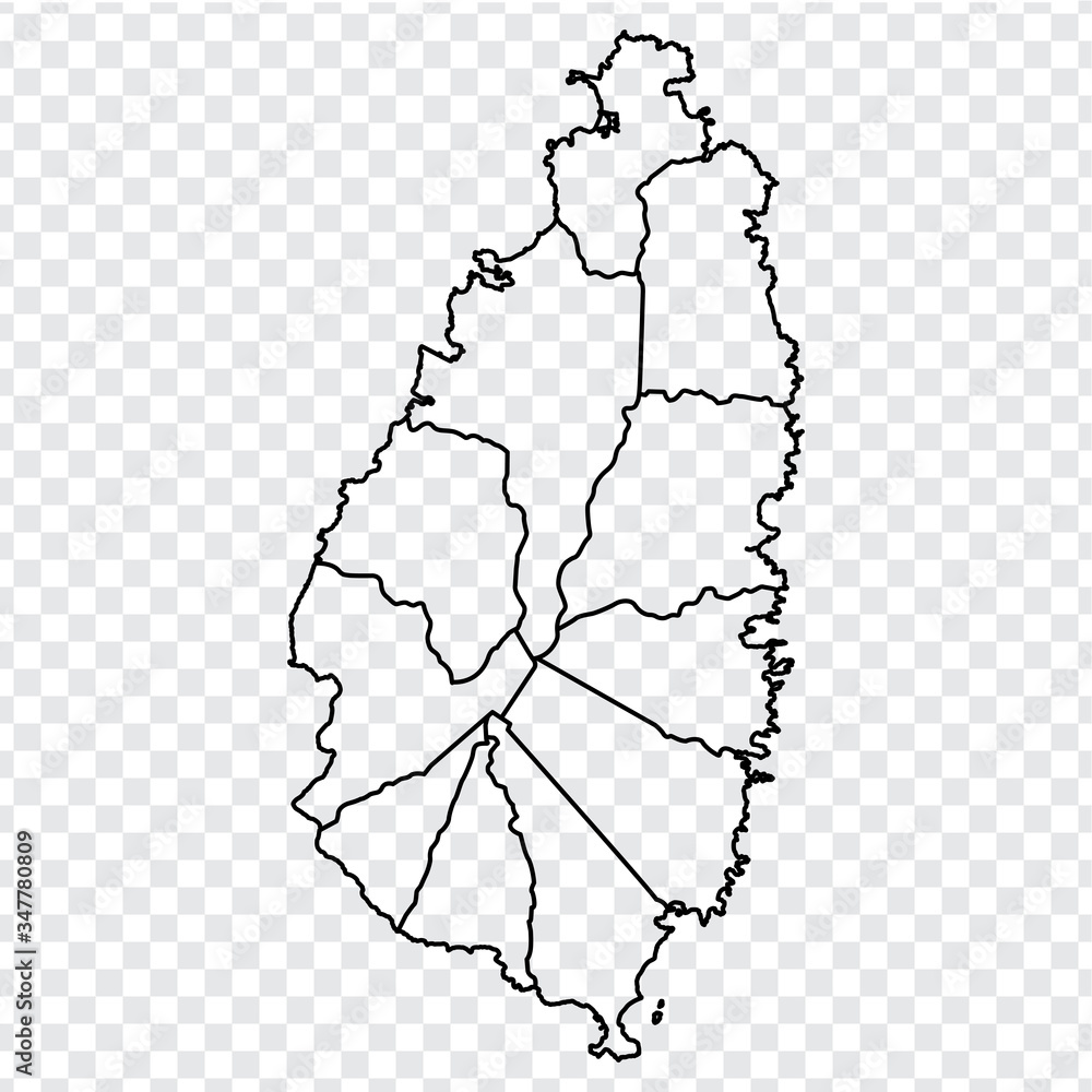 Blank map Saint Lucia. High quality map St. Lucia with provinces on ...