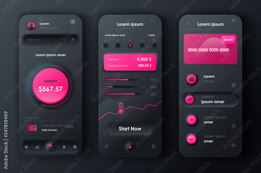 Finance services unique neomorphic design kit for mobile app ...
