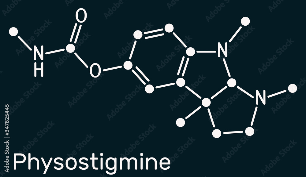 Physostigmine, eserine, C15H21N3O2 molecule. It is cholinesterase ...