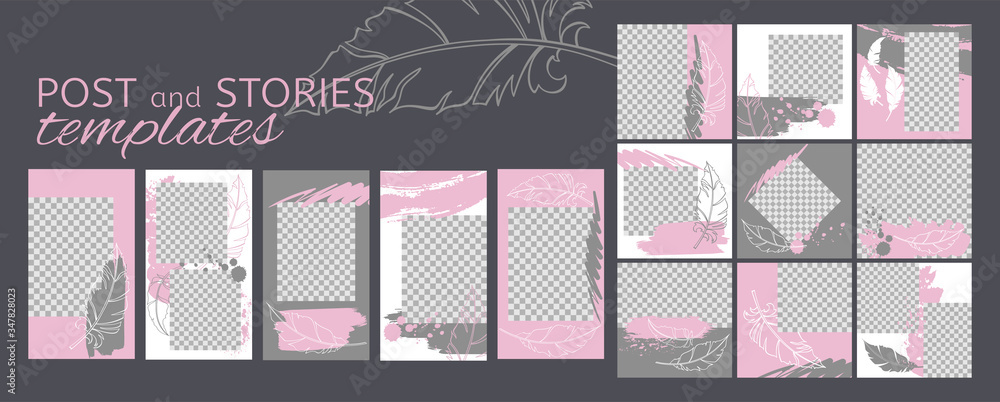 Editable layout templates for social media posts and stories, mobile ...