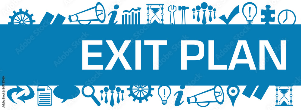 Exit Plan Blue Business Symbols Top Bottom Horizontal Stock ...