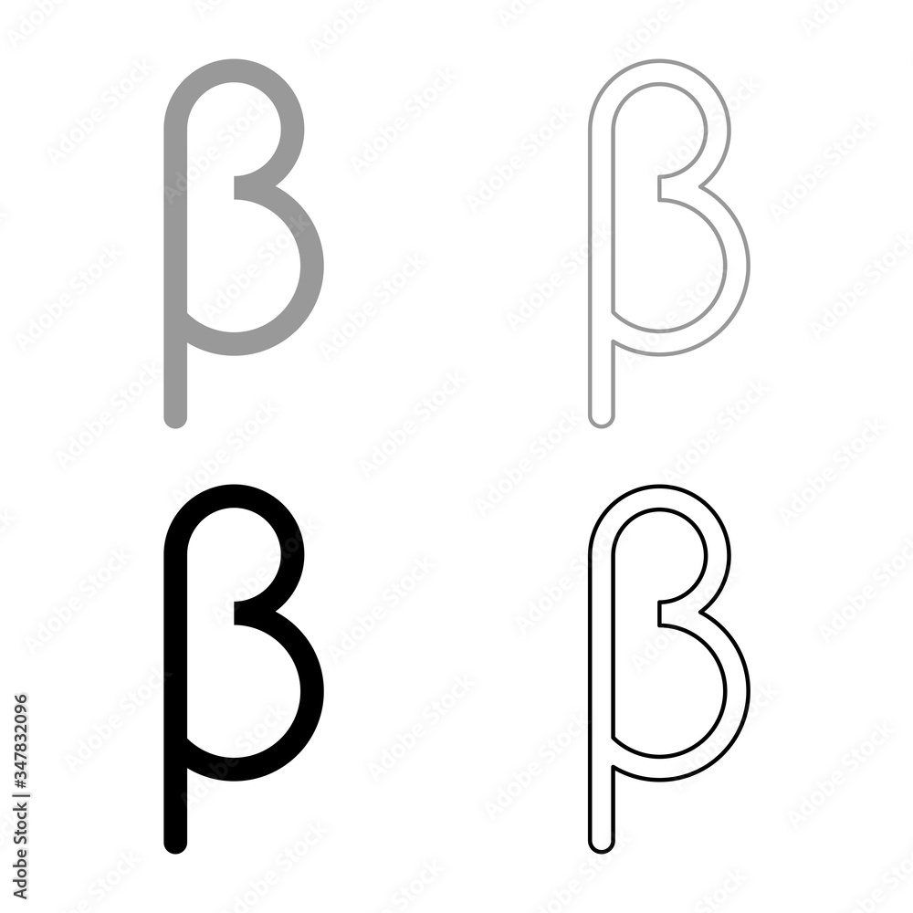 Beta greek symbol small letter lowercase font icon outline set black ...