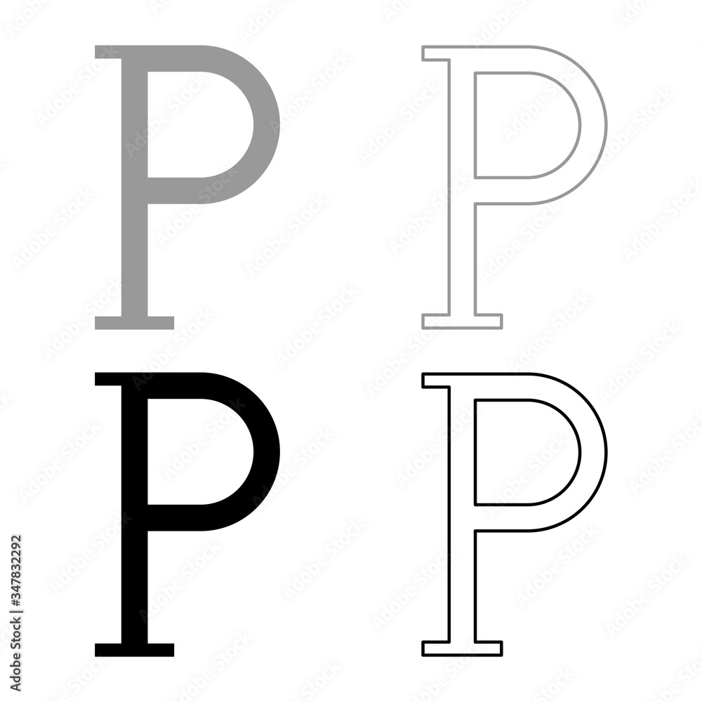 Rho greek symbol capital letter uppercase font icon outline set black ...