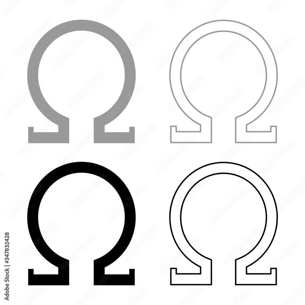 Omega greek symbol capital letter uppercase font icon outline set black ...