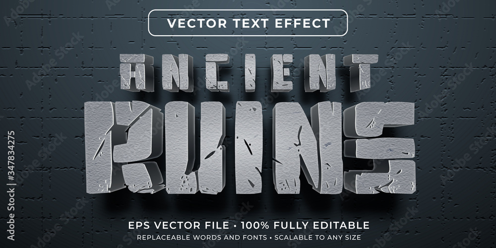 Editable text effect - ancient civilization ruins style Stock Vector ...