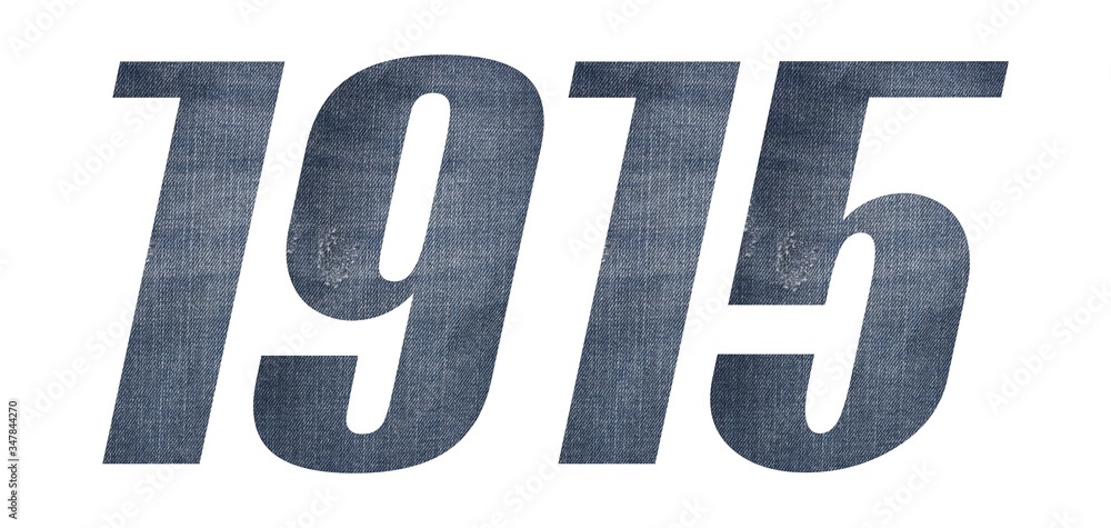 1915 with jeans fabric texture on white background. Stock Illustration ...