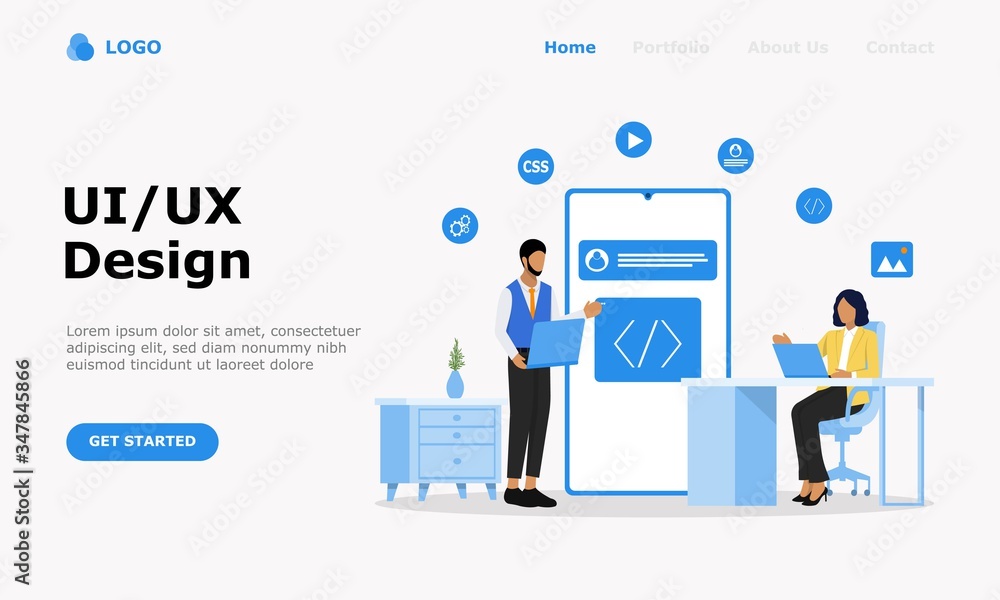 UI UX Design Vector Illustration Concept, Suitable for web landing page ...