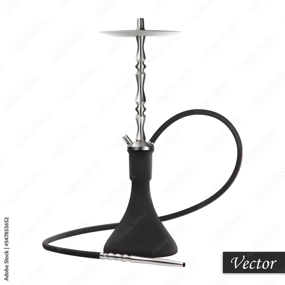 Hookah isolated on white background. Realistic smoking pipe. Macro icon ...