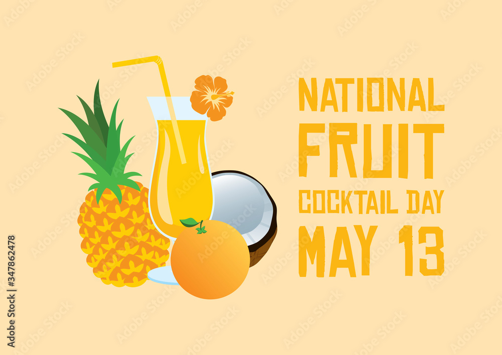 National Fruit Cocktail Day vector. Mix smoothie icon vector. Tropical ...