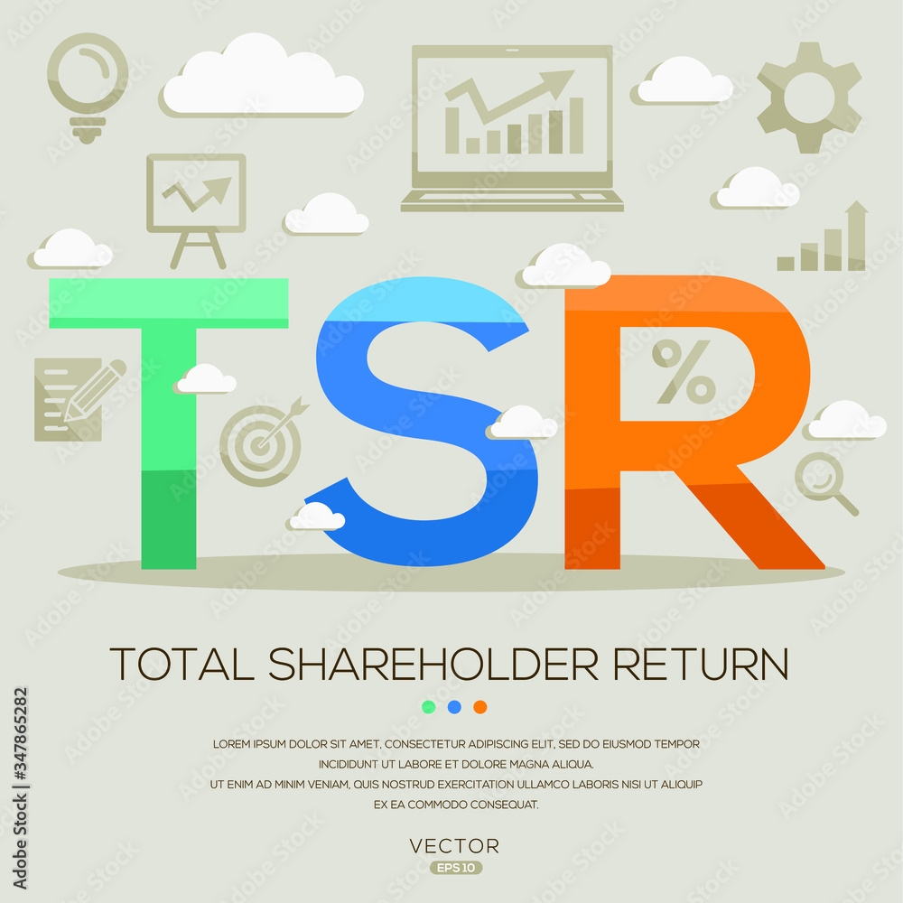 TSR (total shareholder return), letters and icons. Vector illustration ...