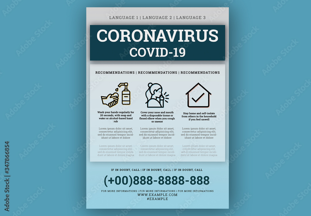 Covid 19 Multi-Language Poster Layout Stock Template | Adobe Stock