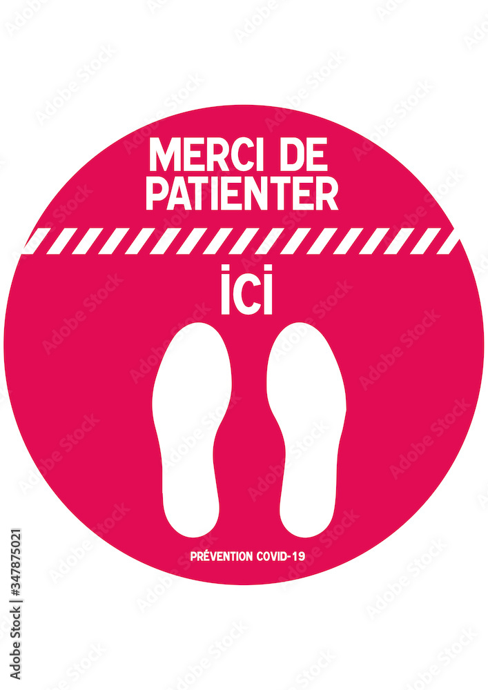 Merci de patienter ici - Covid19 Stock Vector | Adobe Stock