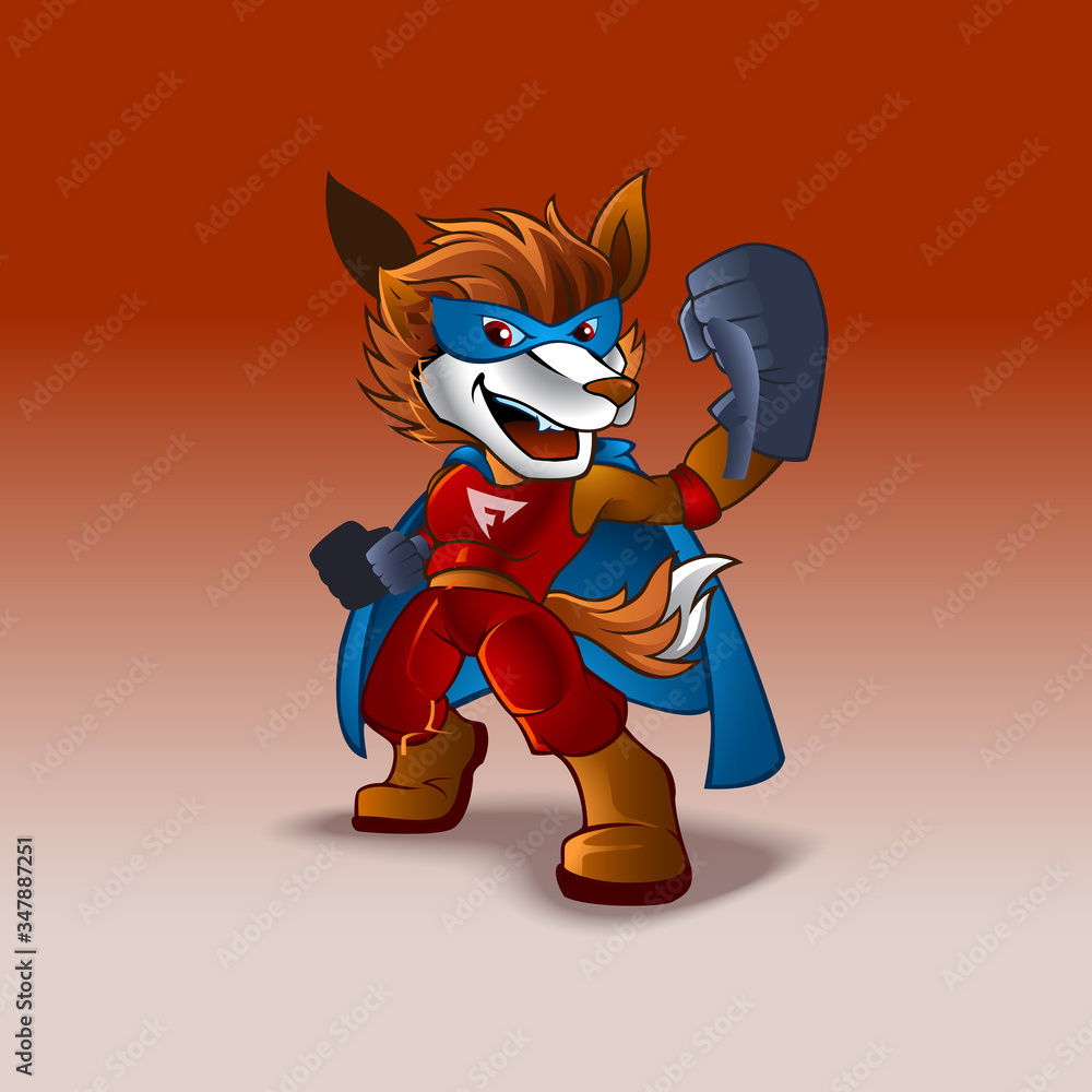 Super fox in costume cartoon character isolated. Superhero cartoon ...