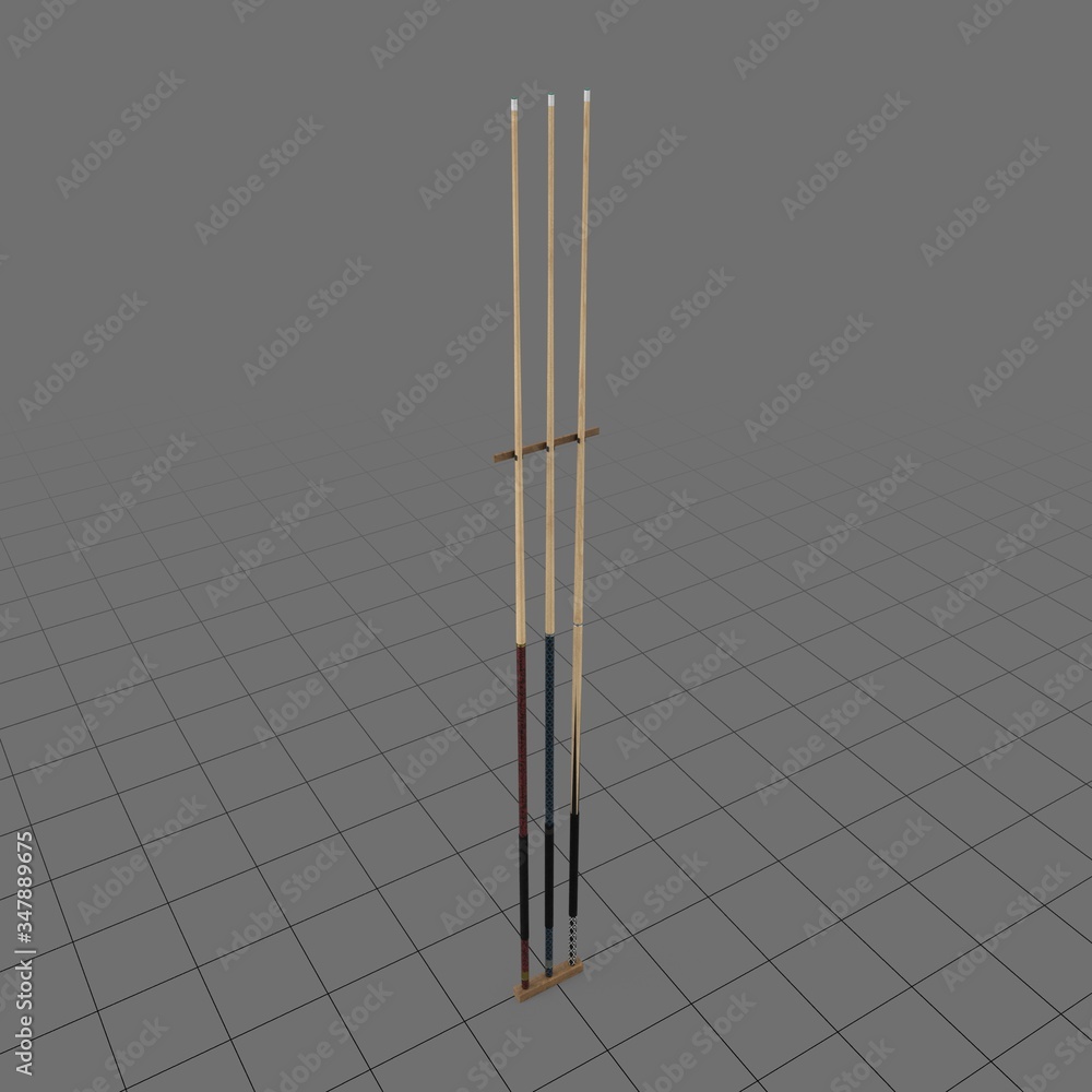 Pool cues Stock 3D asset | Adobe Stock