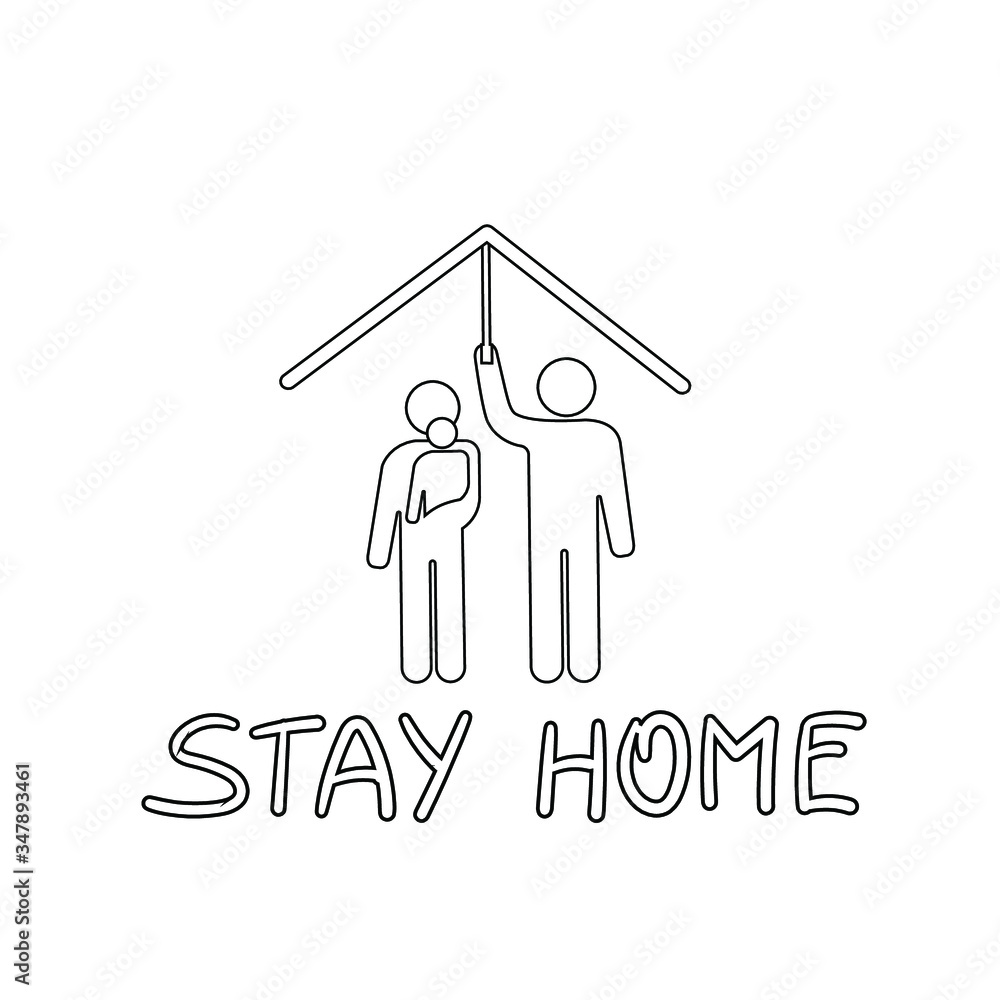 Vector image of a self-isolation symbol. Family icon protected against ...