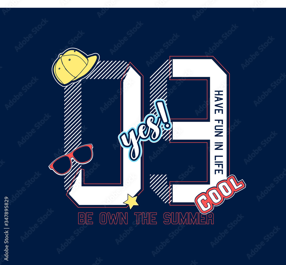 College number and patches vector illustration for t-shirt design with ...