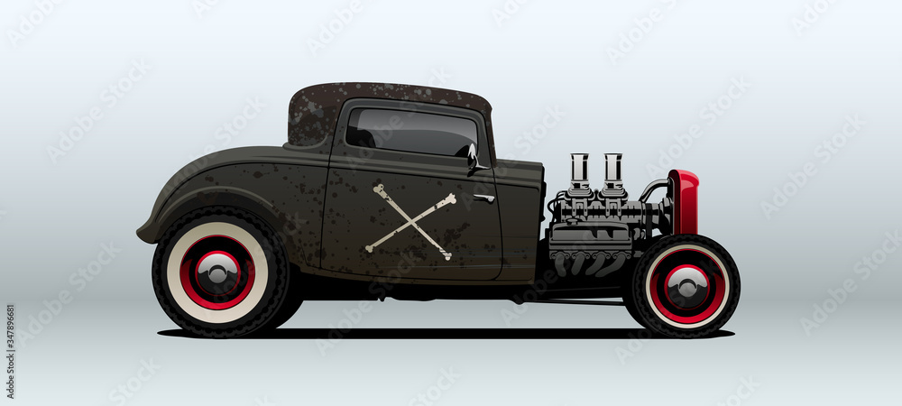 Rat rod, view from side. Vector illustration. Stock Vector | Adobe Stock