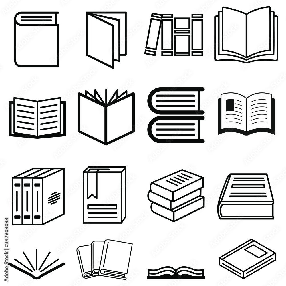 Books vector icons set. Book icon. library illustration simbol ...