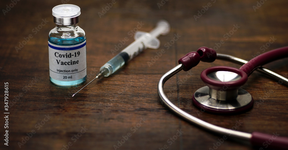 Vaccines Stethoscope and syringes ,Vaccine vial dose flu shot drug ...