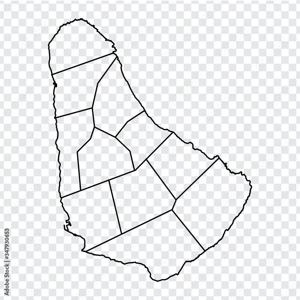 Blank map Barbados. High quality map of Barbados with provinces on ...
