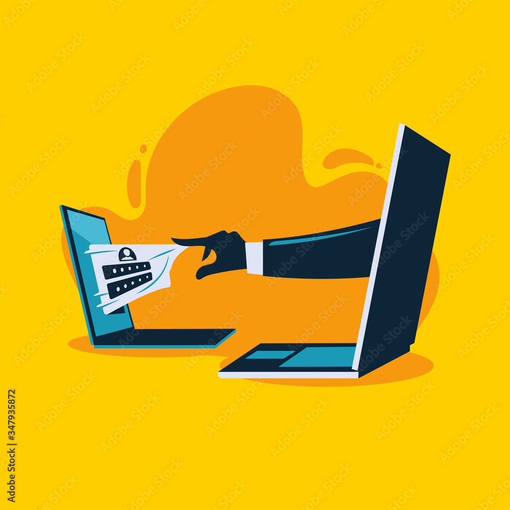 Hacker Phishing scam attack web security vector concept, Illustration ...