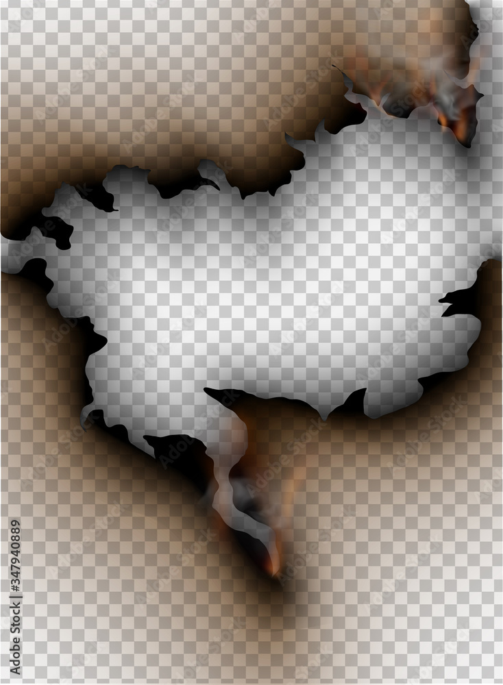 design burning templates torn paper with fire on transparent background ...
