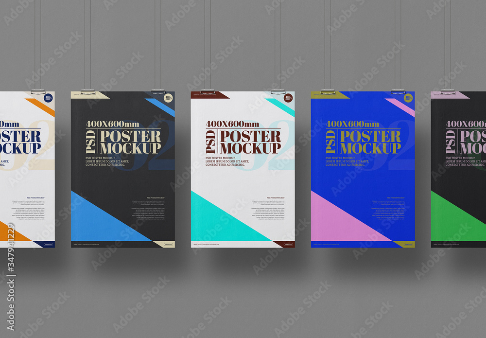 5 Posters Mockup Stock Template | Adobe Stock