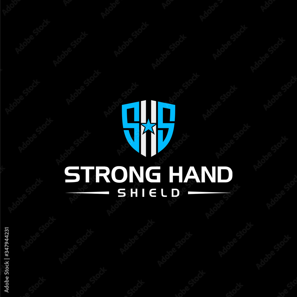 Bold and masculine logo design of letter SHS and shield on black ...
