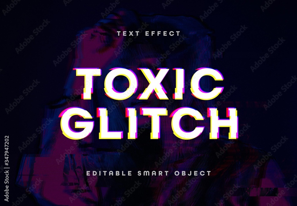 Color Distorted Glitch Text Effect Mockup Stock Template | Adobe Stock