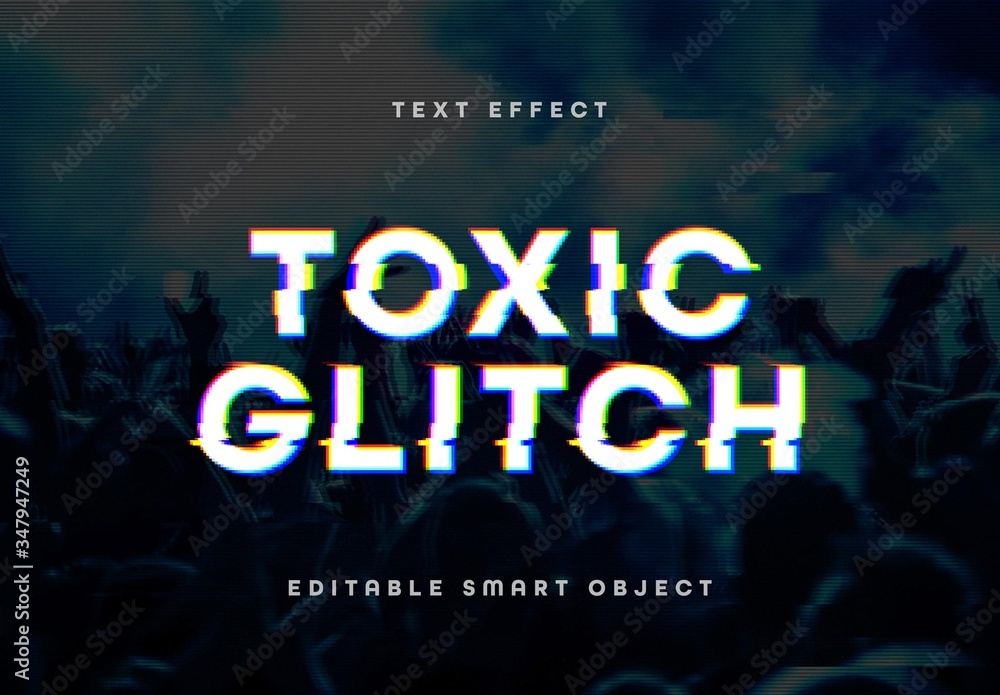 Pixelated Color Distorted Glitch Text Effect Mockup Stock Template ...